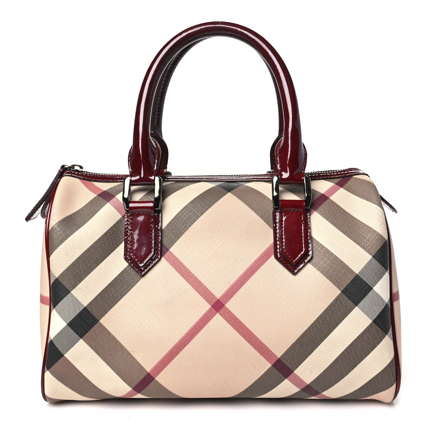 Burberry Patent Nova Check Chester Bowling Bag Raspberry Sorbet 1534393 ...