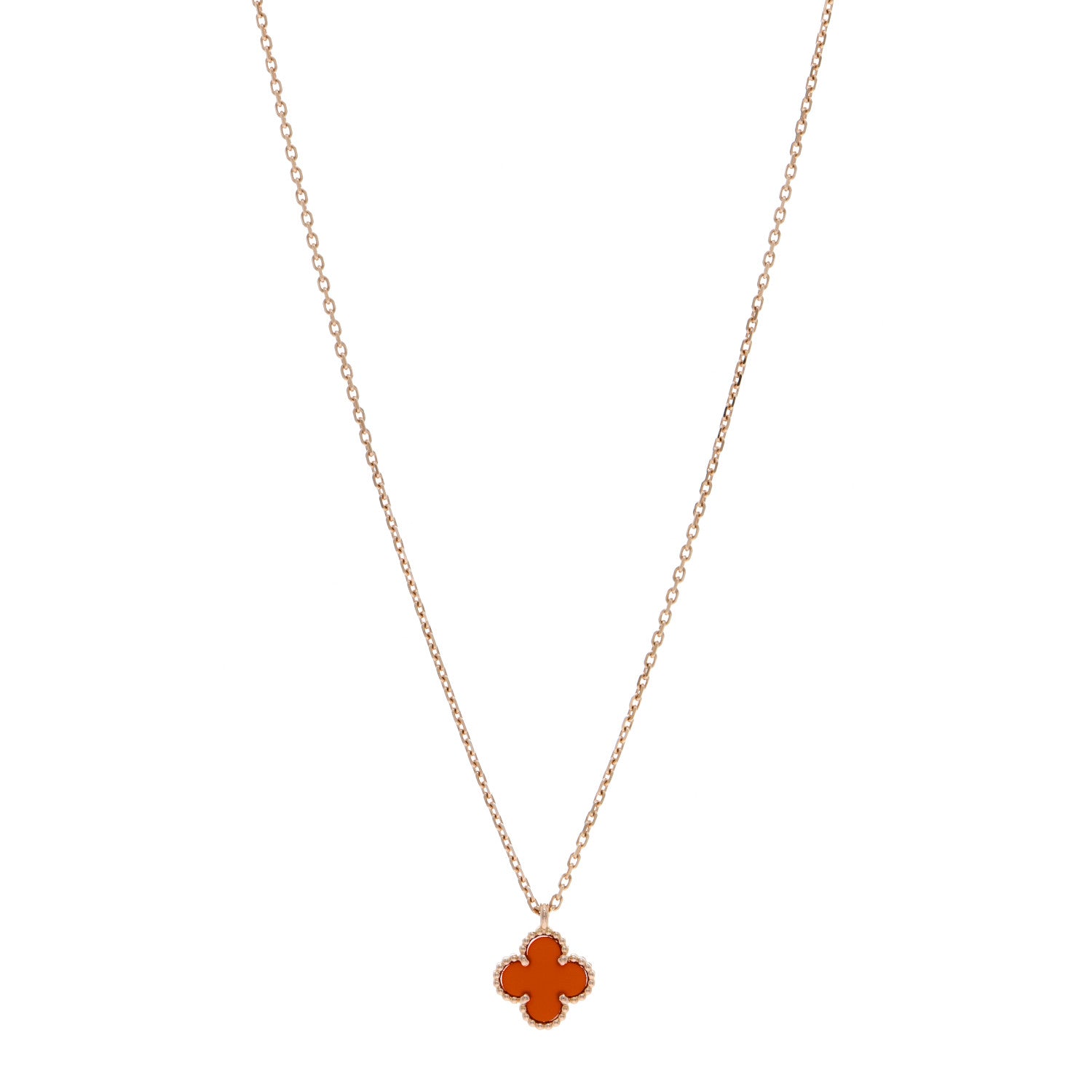 Van Cleef & Arpels 18K Rose Gold Carnelian Sweet Alhambra Pendant ...