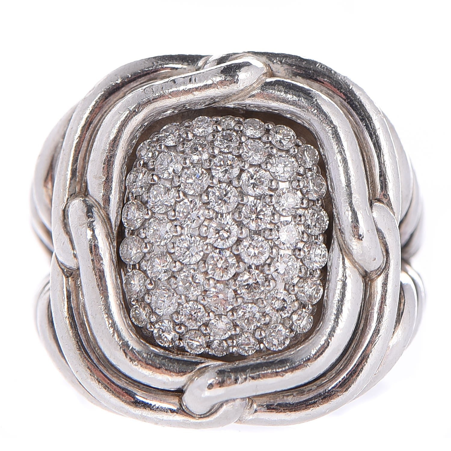 David Yurman Sterling Silver Diamond 16mm Large Labyrinth Ring 52 6 ...