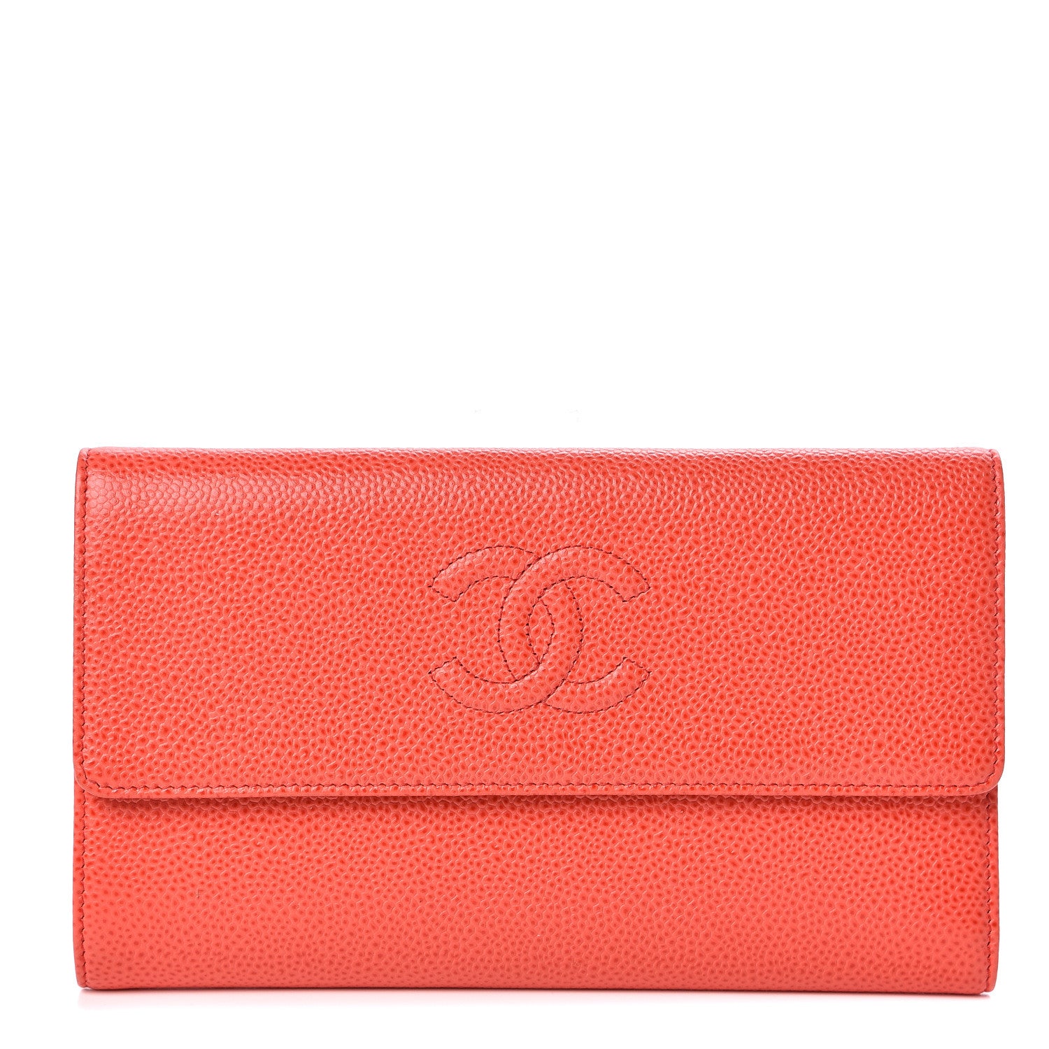 Chanel Caviar Timeless CC Large Flap Wallet Orange 495701 – FASHIONPHILE