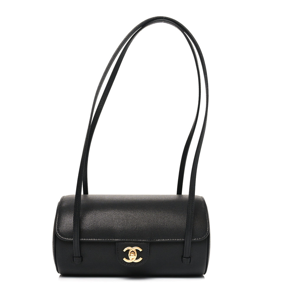Chanel Shiny Caviar Preppy Coco Small Bowling Bag Black 1815400 ...