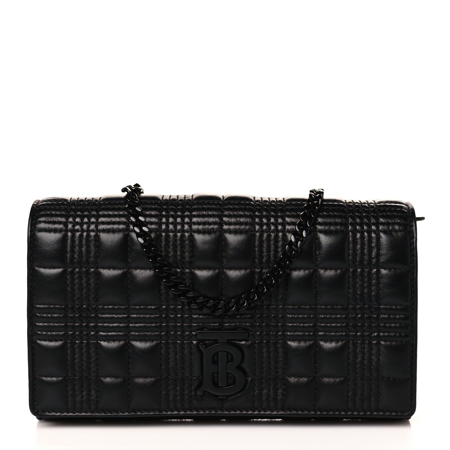 Burberry Lambskin Micro Quilted Hannah Wallet On Chain Black 1122914 ...