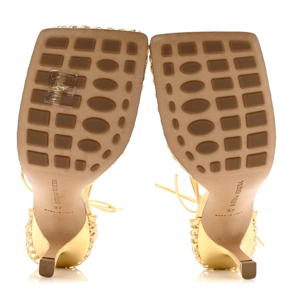 Bottega Veneta Mesh Nappa Stretch Ankle Tie 90mm Sandals 37 Gold ...