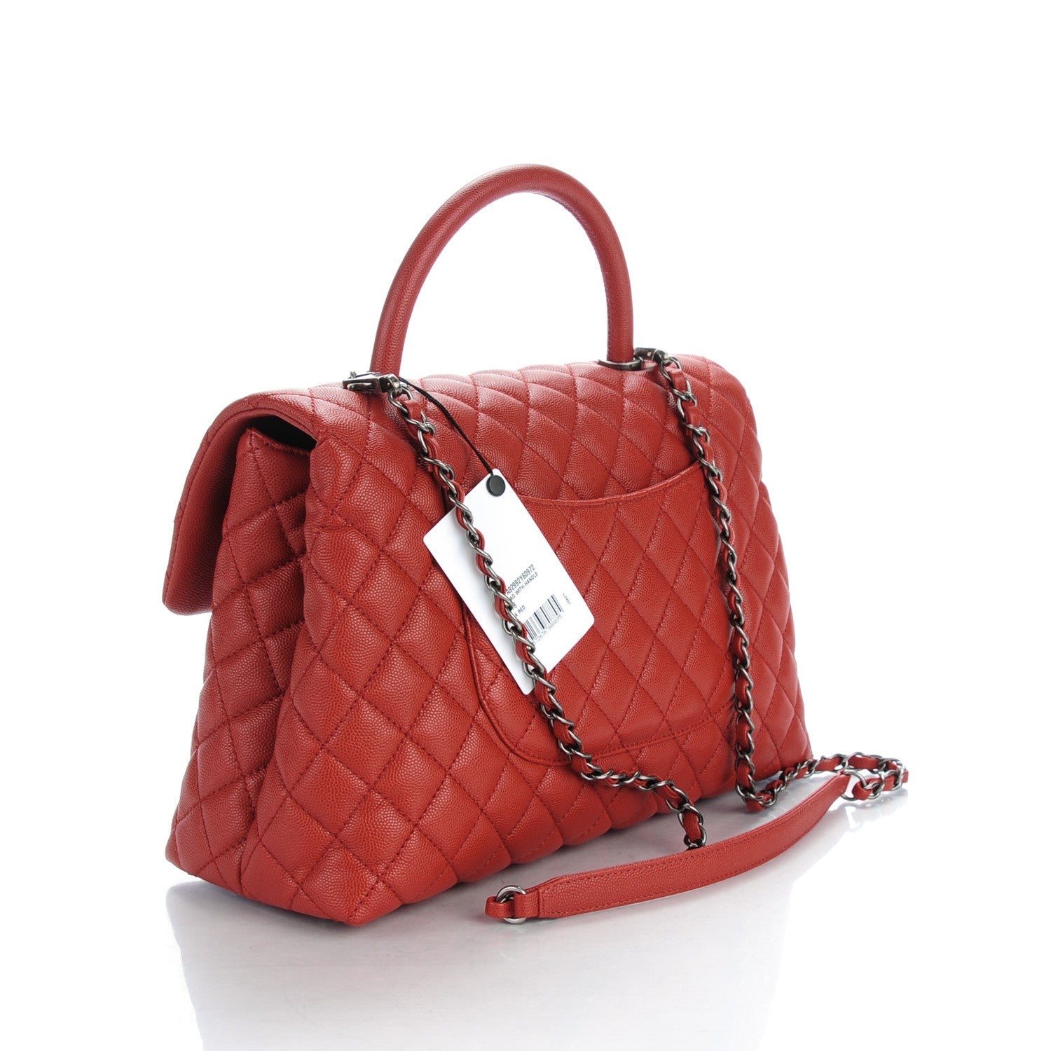 Chanel Caviar Quilted Medium Coco Handle Flap Dark Red 146305 ...