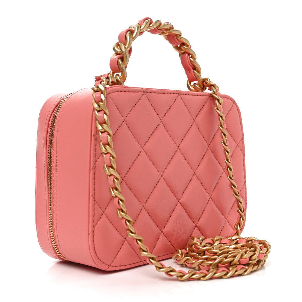 Chanel Lambskin Quilted Top Handle Small Vanity Case Pink 1799602 ...