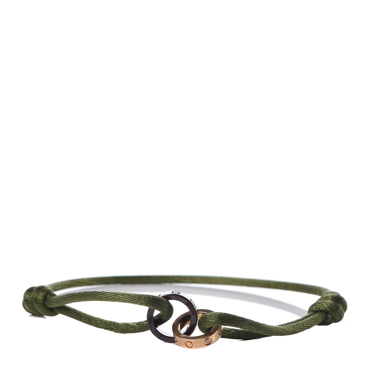 Cartier 18K Pink Gold Brown Ceramic 4 Diamond LOVE Cord Bracelet Green ...