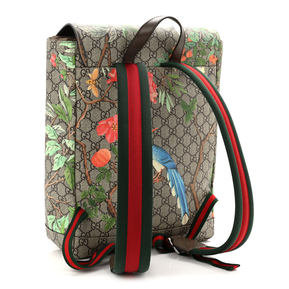 Gucci GG Supreme Monogram Tian Web Single Buckle Backpack Beige ...