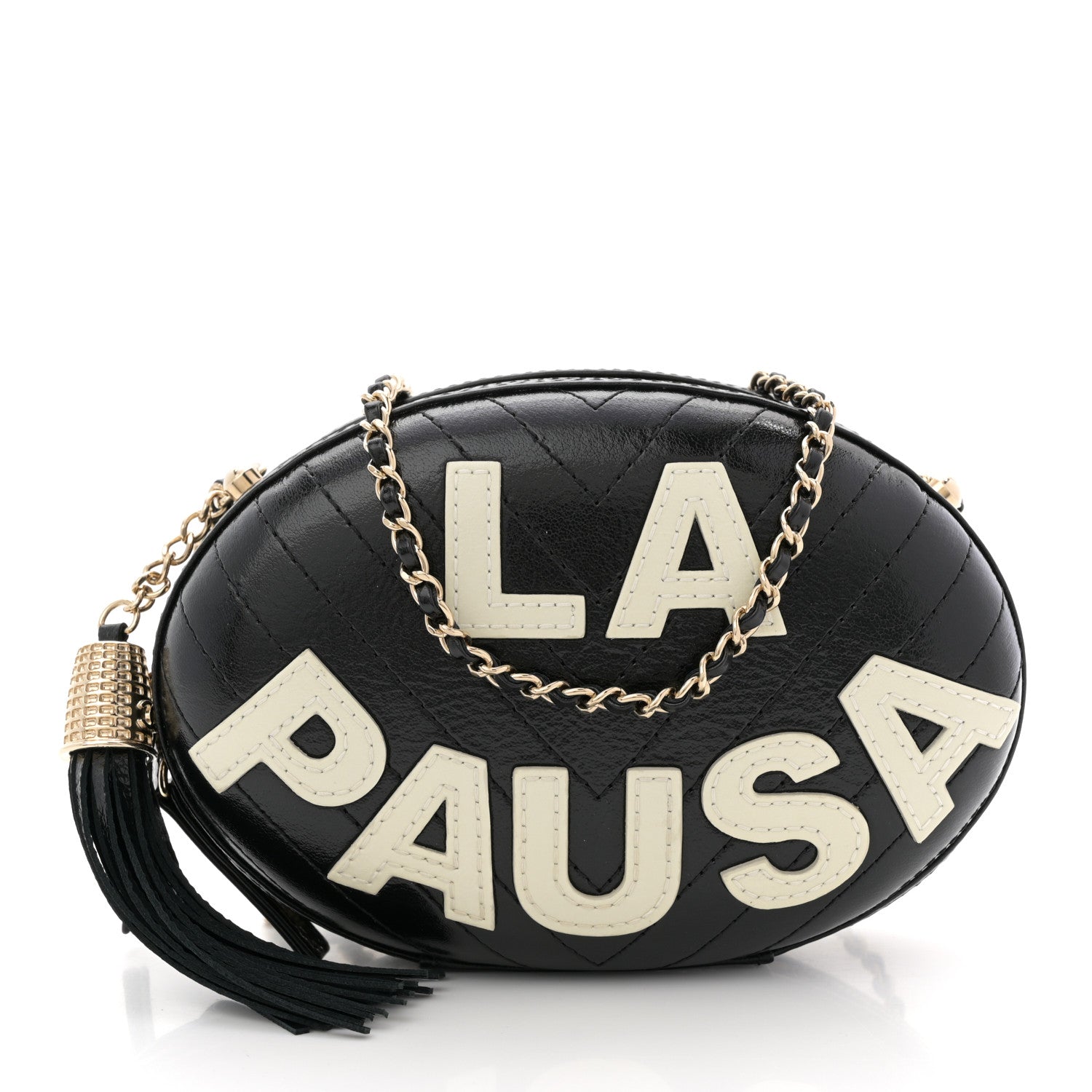 Chanel Lambskin Embroidered Chevron Quilted La Pausa Tassel Clutch ...