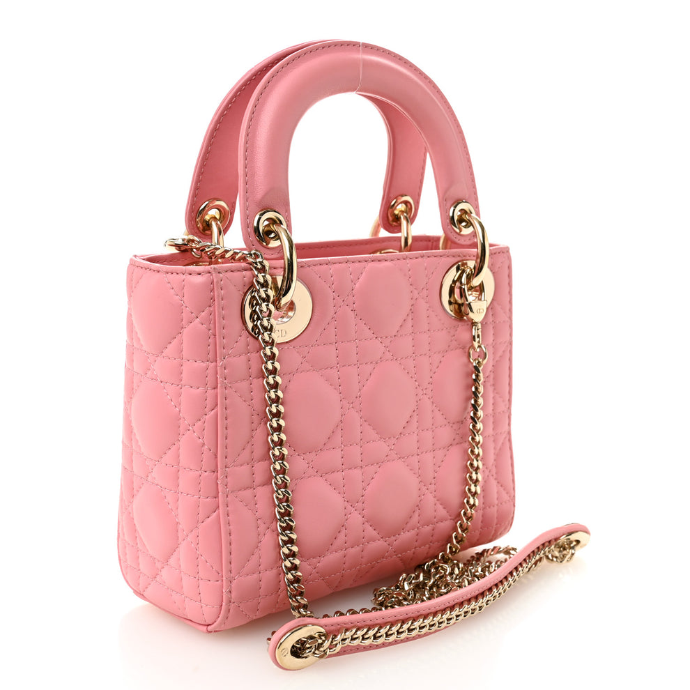 Christian Dior Lambskin Cannage Mini Lady Dior Light Pink 1791171 ...