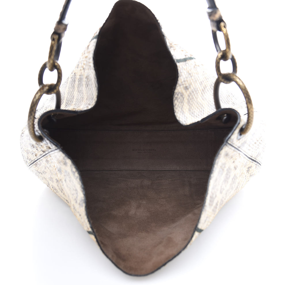 Bottega Veneta Anaconda Medium Loop Hobo White Black 461182 – FASHIONPHILE