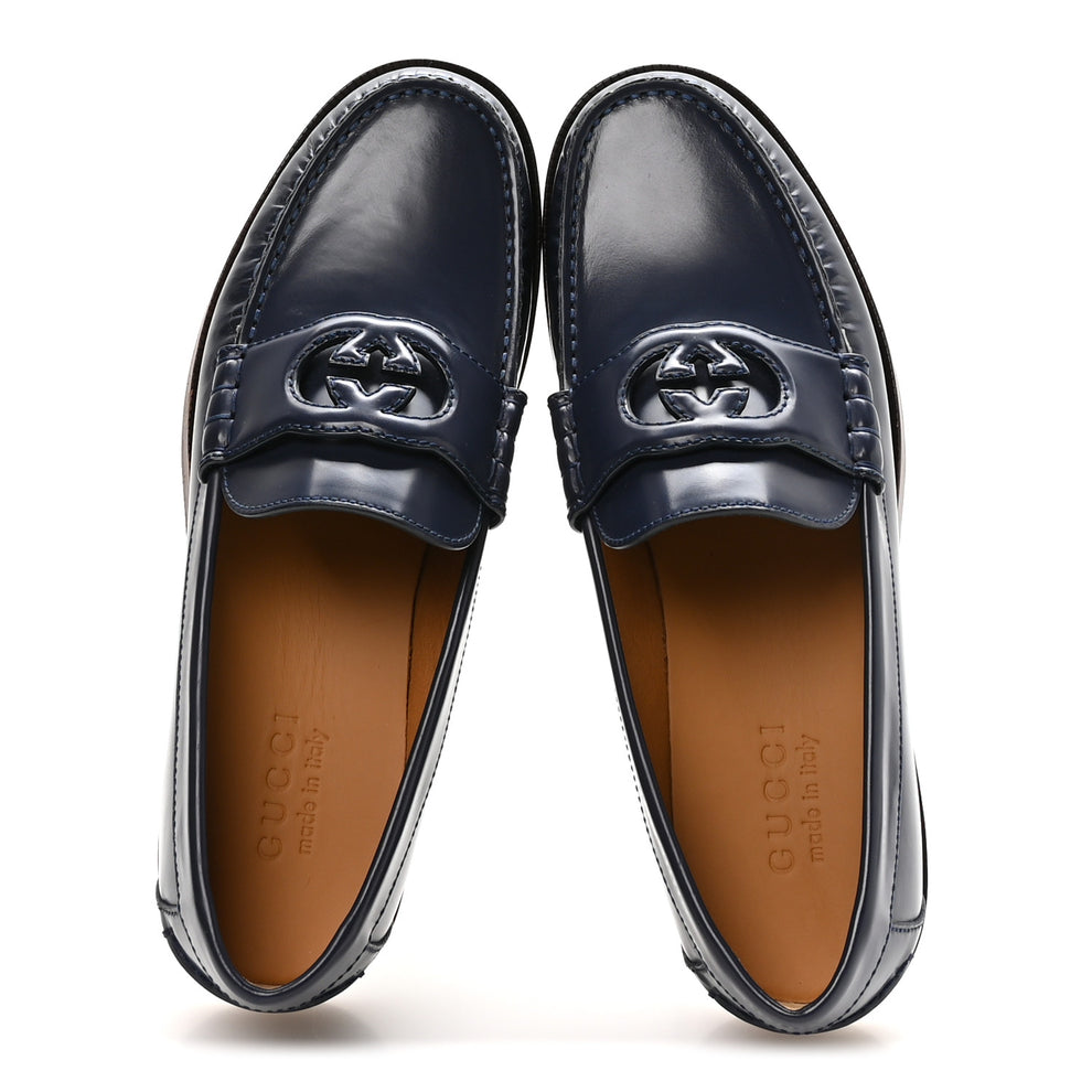 Gucci Calfskin Mens Interlocking G Millennial Ribot Loafers 8 Blue ...