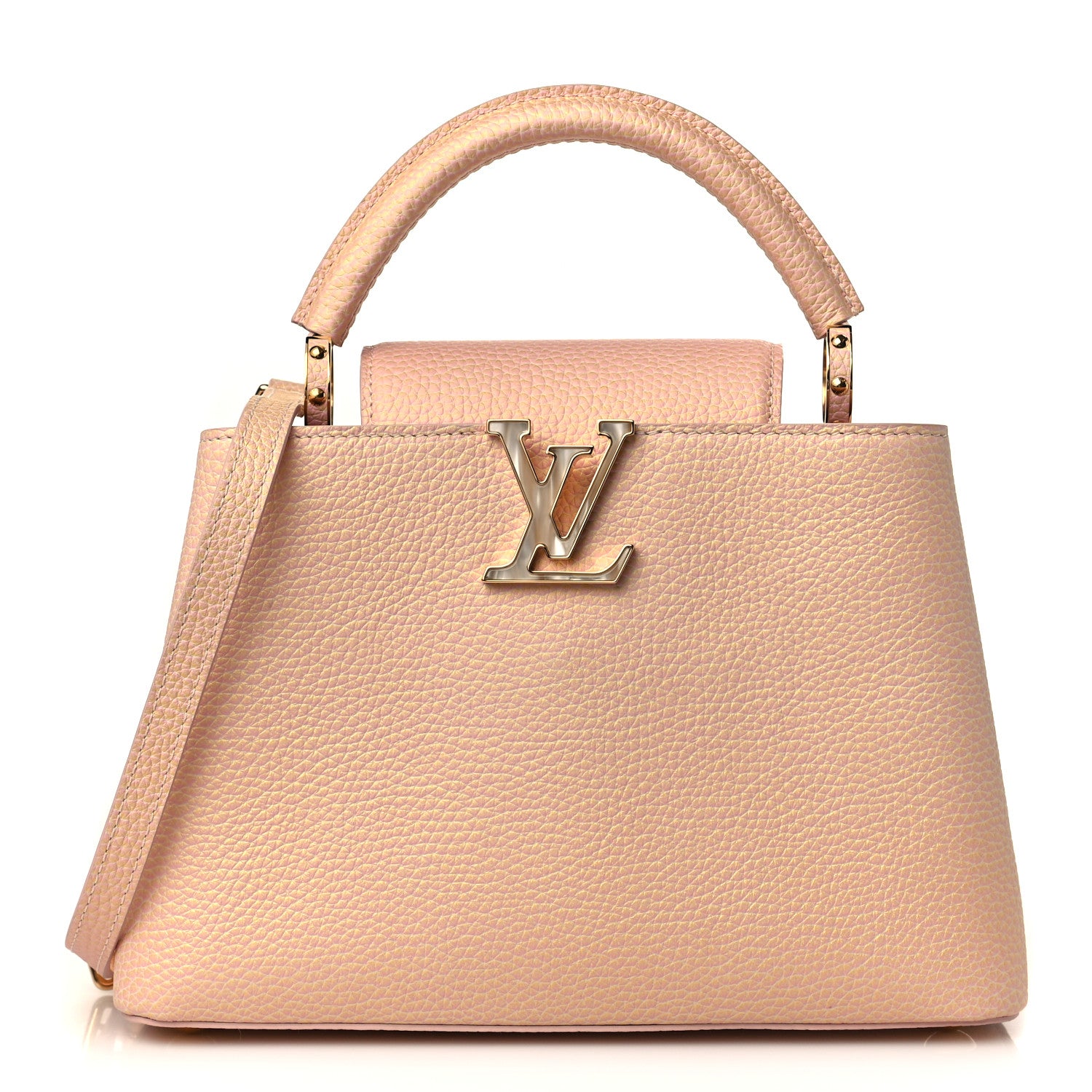 Louis Vuitton Metallic Taurillon Seashell Capucines BB Pink Yellow ...