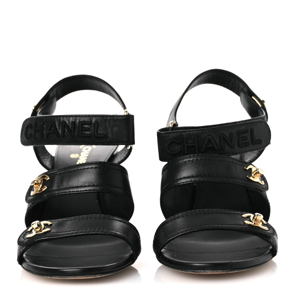 Chanel Lambskin CC Turnlock Sandals 40 Black 1837745 – FASHIONPHILE