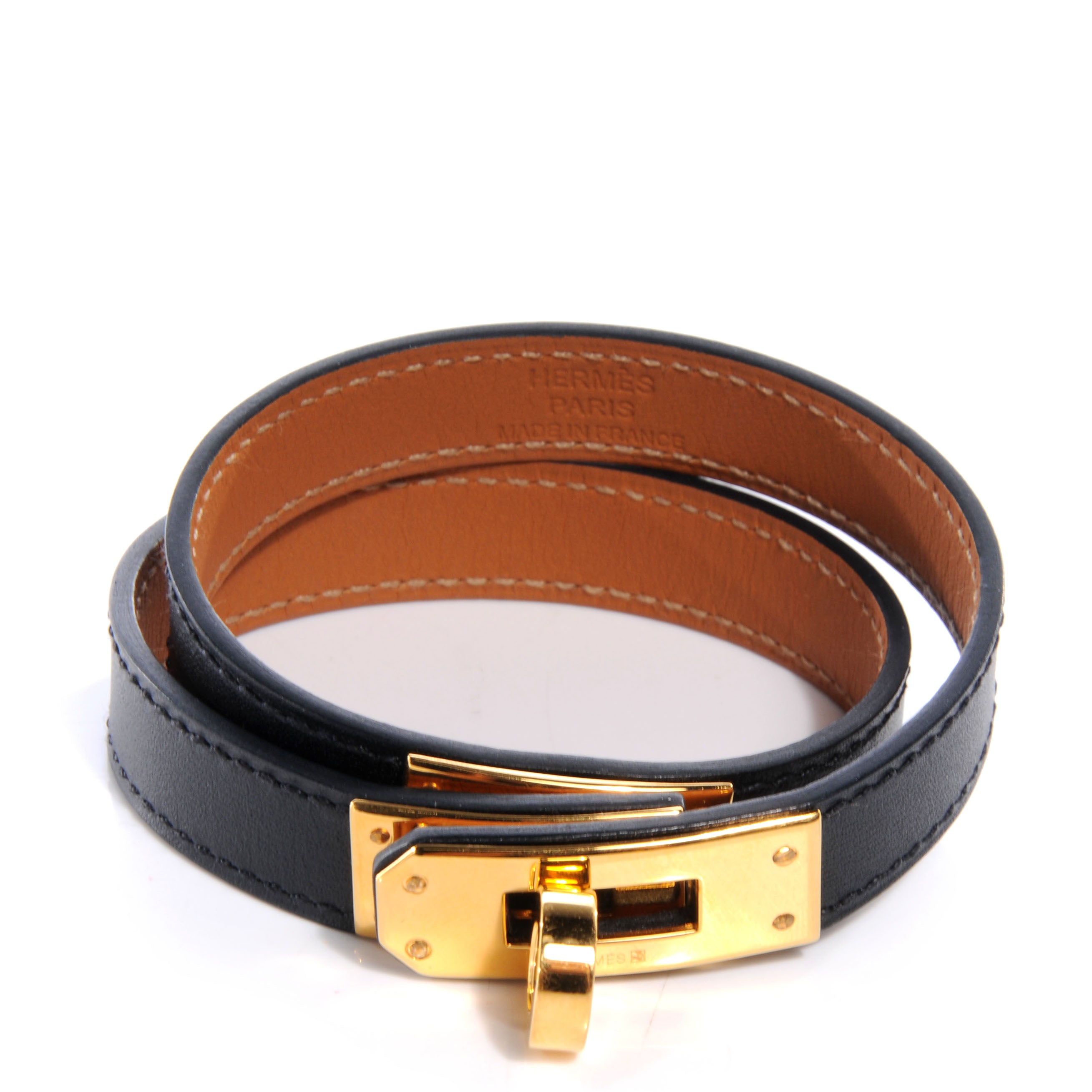 Hermes Chamonix Kelly Double Tour Bracelet M Black 61002 – FASHIONPHILE