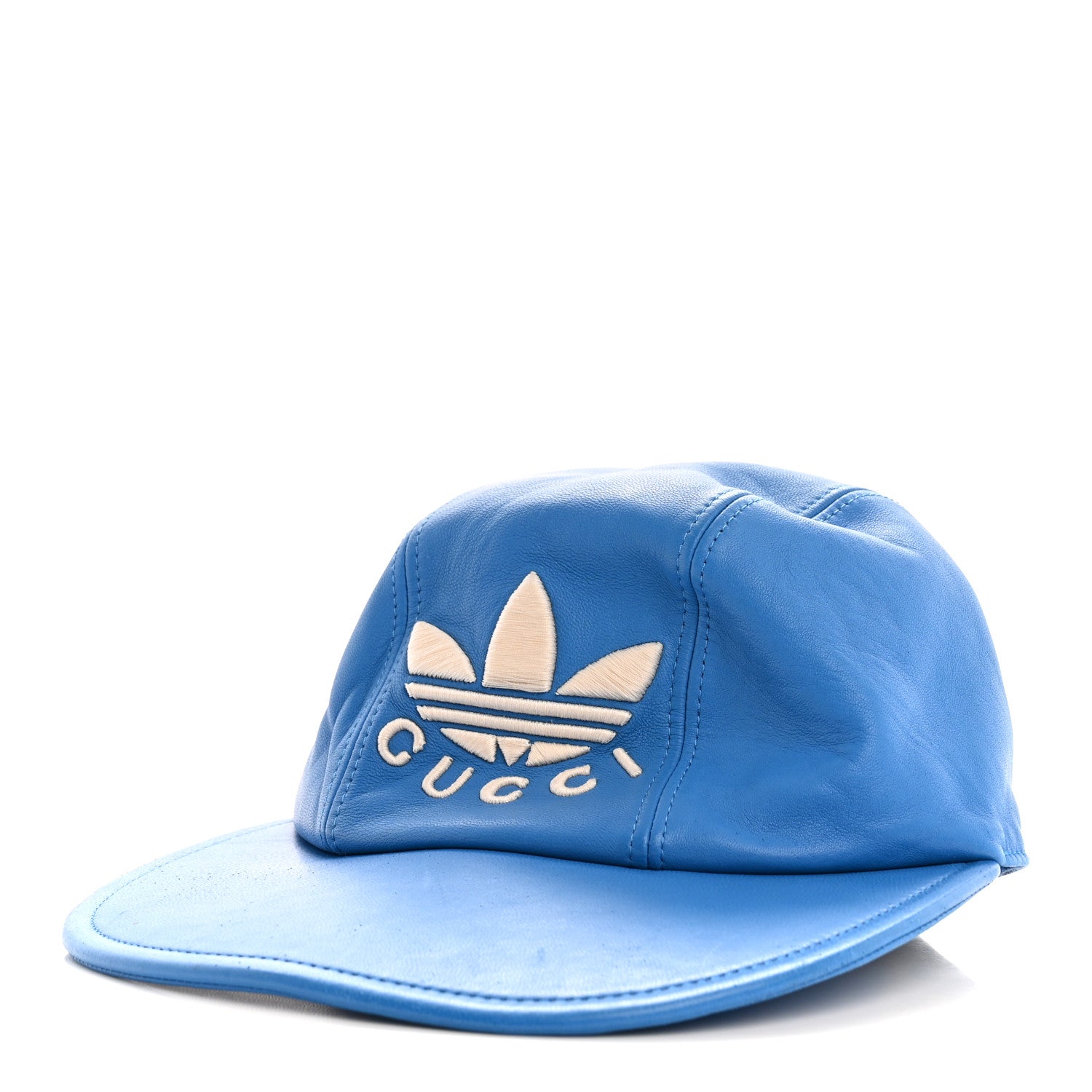 Gucci X ADIDAS Lambskin Trefoil Stefanos Baseball Hat S Blue 1803445 ...