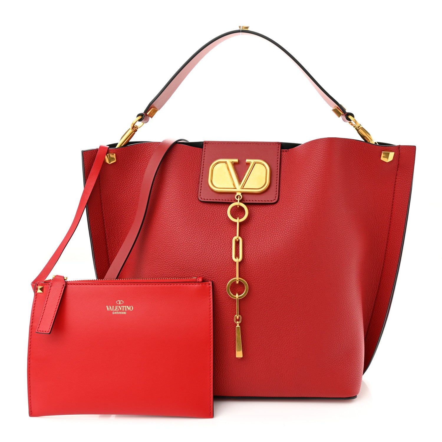 Valentino Garavani Grainy Calfskin VLogo Escape Hobo Bag Rosso ...