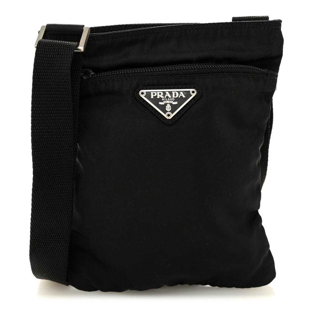 Prada Nylon Small Flat Messenger Bag Black 1804791 – FASHIONPHILE