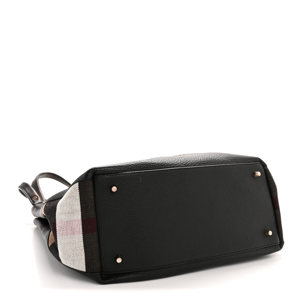 Burberry Grainy Calfskin House Check Medium Maidstone Black 1785749 ...