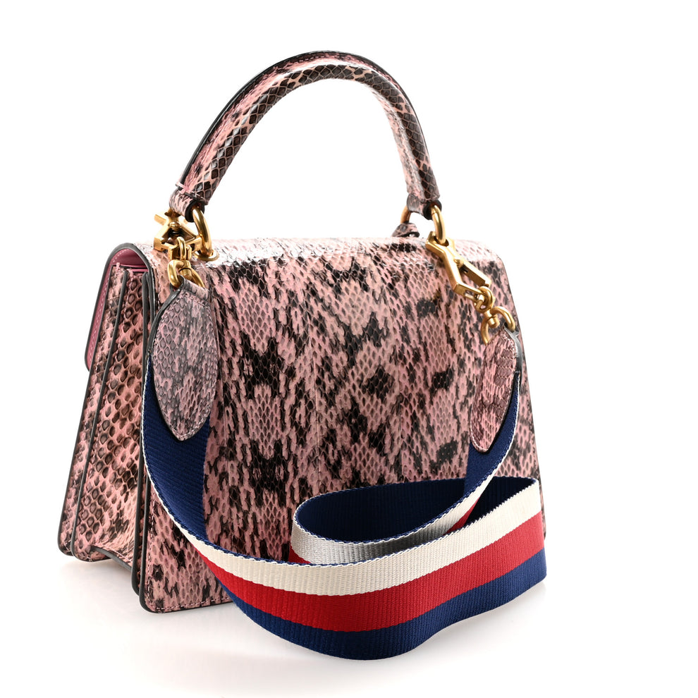Gucci Snakeskin Sylvie Web Small Queen Margaret Top Handle Bag Pink ...
