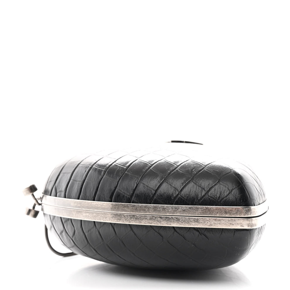 Saint Laurent Calfskin Crocodile Embossed Monogram Love Box Bag Black ...