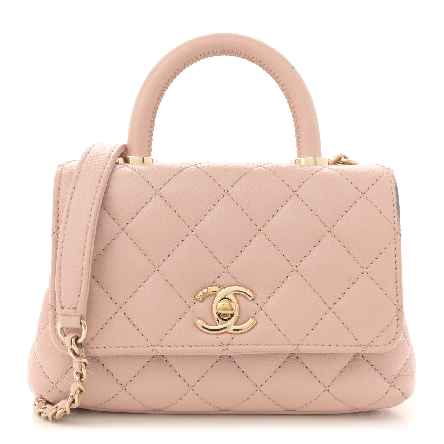 Chanel Caviar Quilted Extra Mini Coco Handle Flap Light Pink 1640620 ...