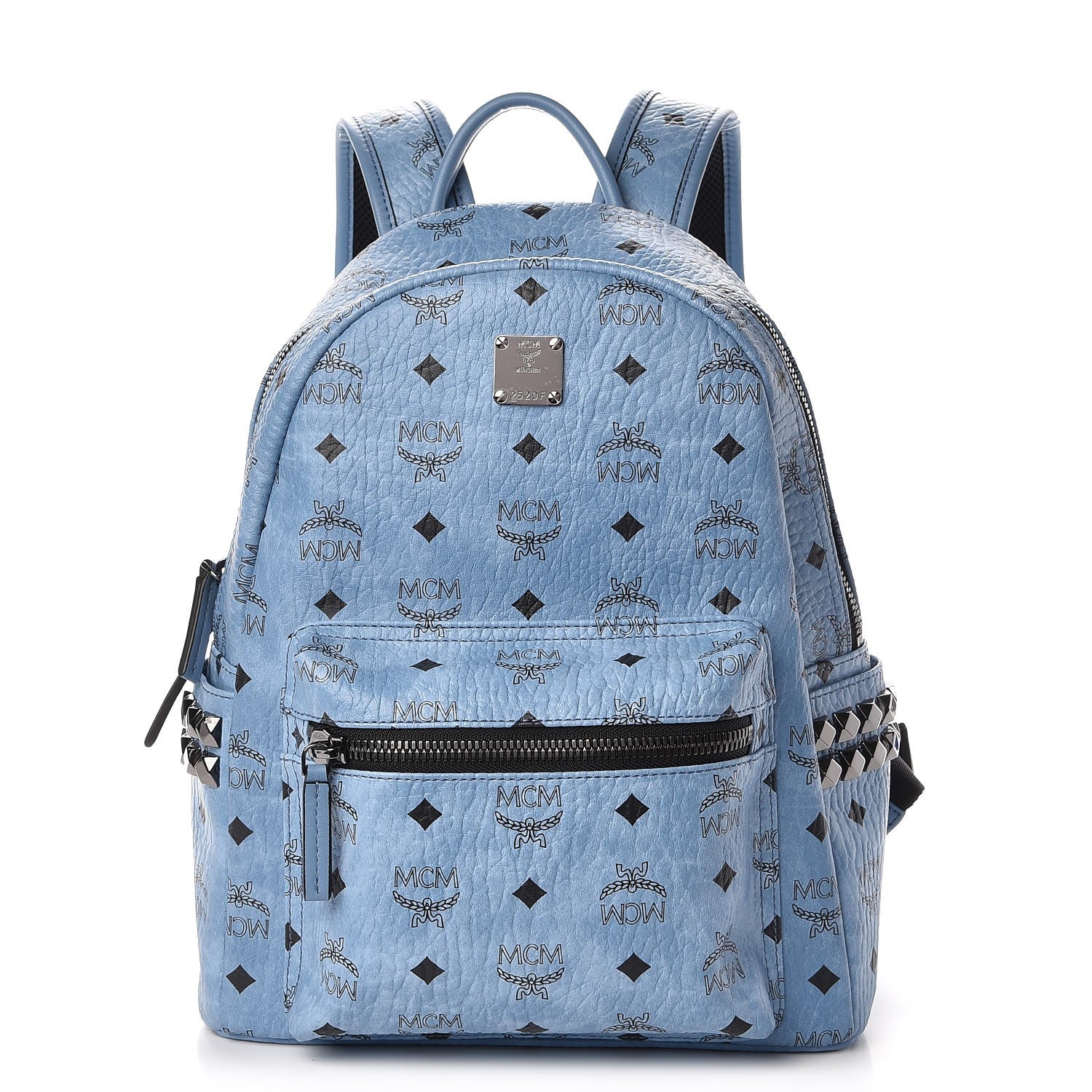 MCM Visetos Small Side Stud Stark Backpack Blue 293589 – FASHIONPHILE