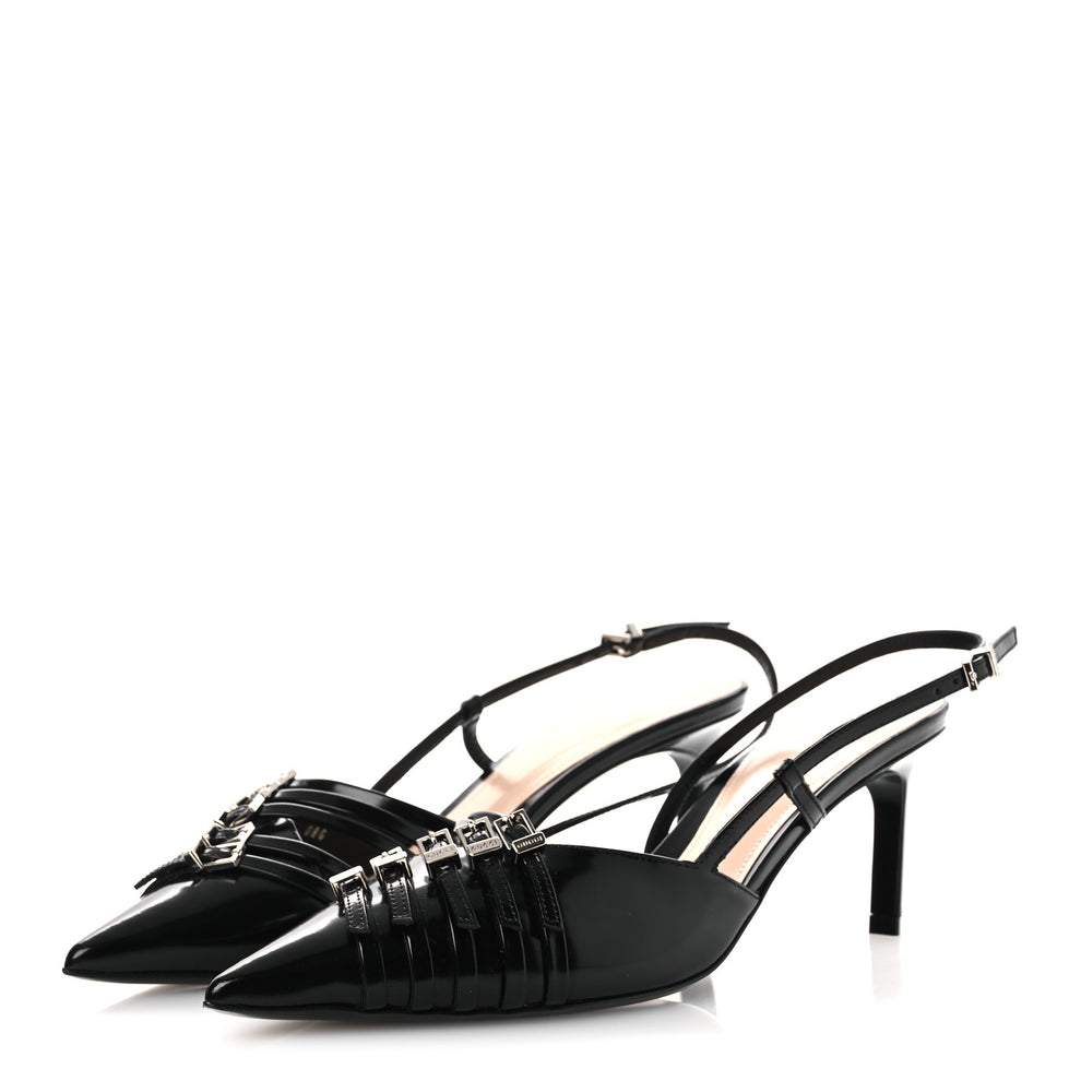 Gucci Patent Regent Calfskin Walma 65 Buckle Slingback Pumps 38 Black ...