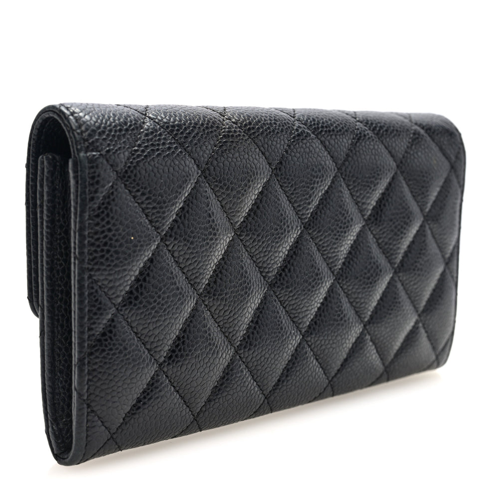 Chanel Caviar Quilted Large Gusset Flap Wallet Black 1855636 – FASHIONPHILE