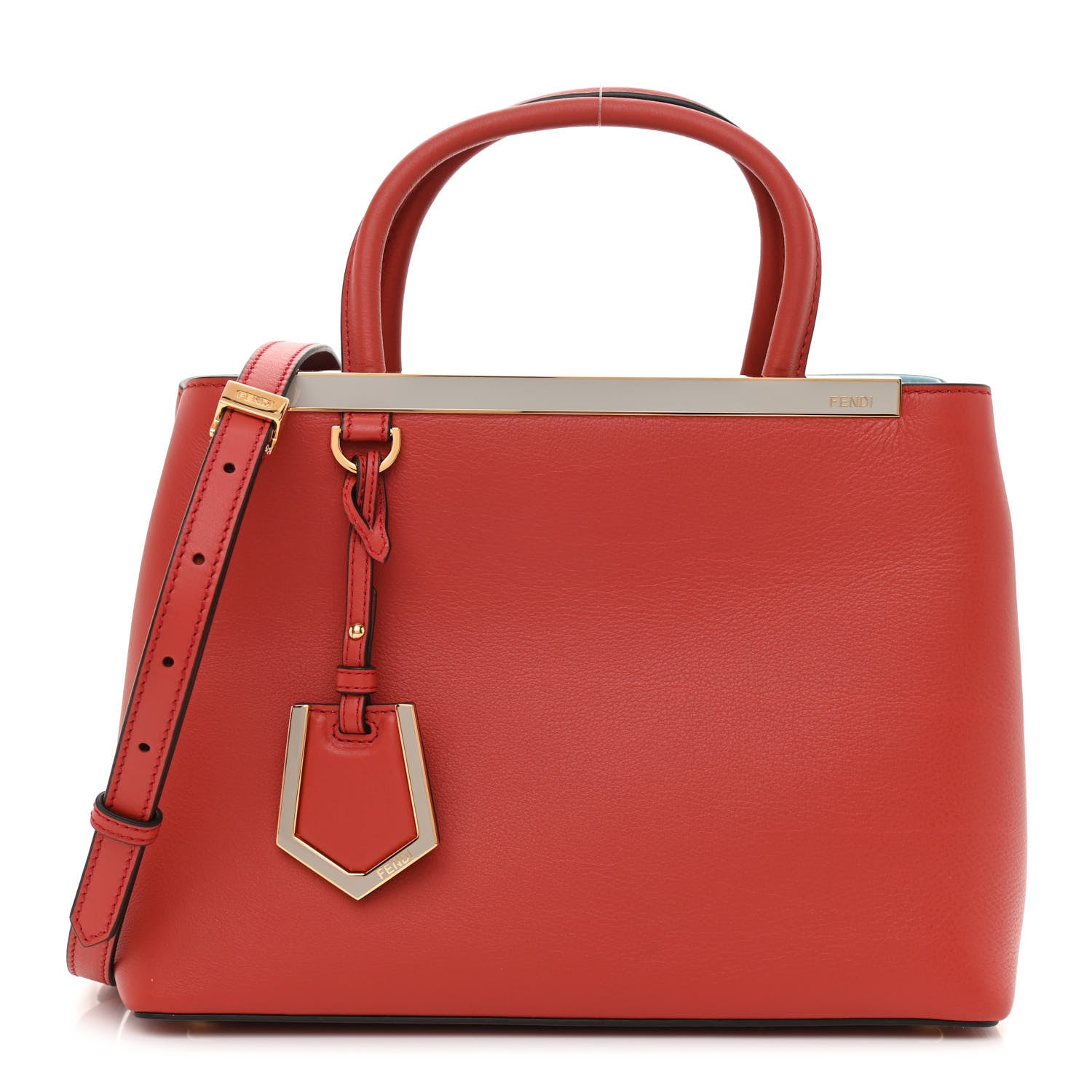 Fendi Vitello Dolce Century Petite 2Jours Tote Bloody Mary Turchese ...