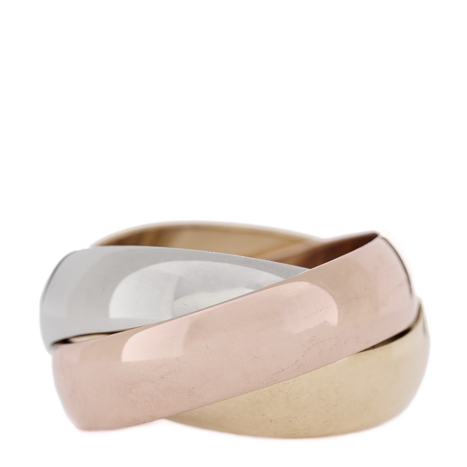 Cartier 18K Pink Yellow White Gold Large Trinity Ring 50 5.25 1724693 ...