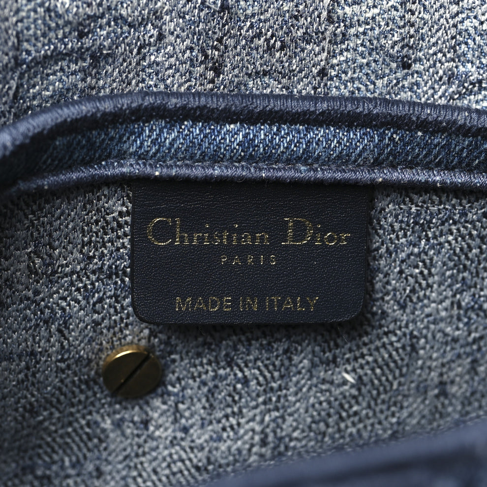 Christian Dior Oblique Embroidered Saddle Bag Denim Blue 1774561 ...