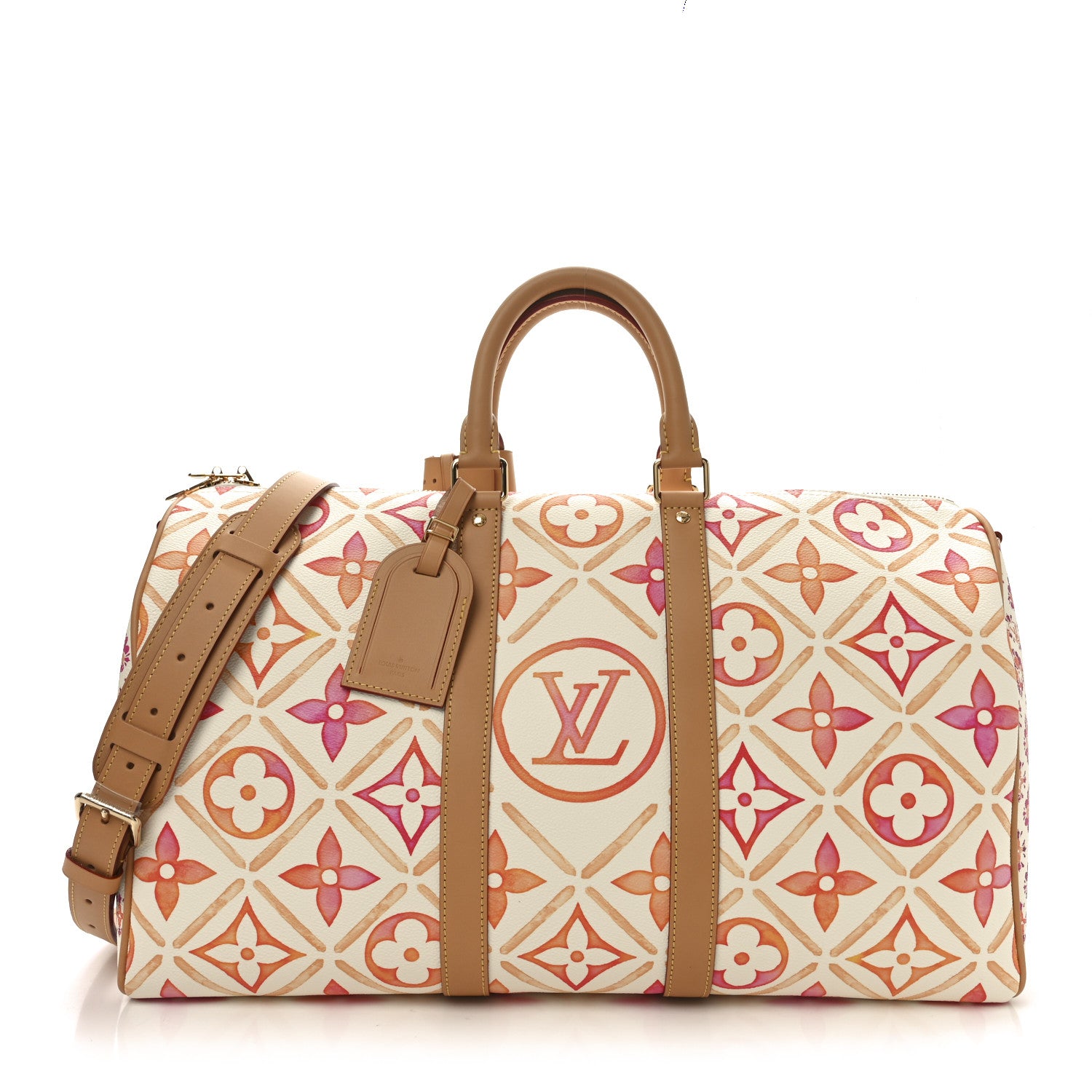 Louis Vuitton Monogram Tiles By The Pool Keepall Bandouliere 45 Coral ...