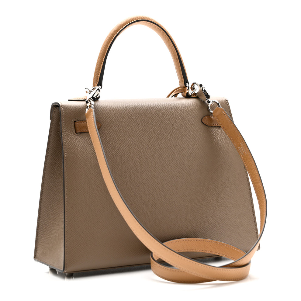Hermes Epsom Tri-Color Kelly Sellier 25 Etoupe Alezan Biscuit 1780471 ...