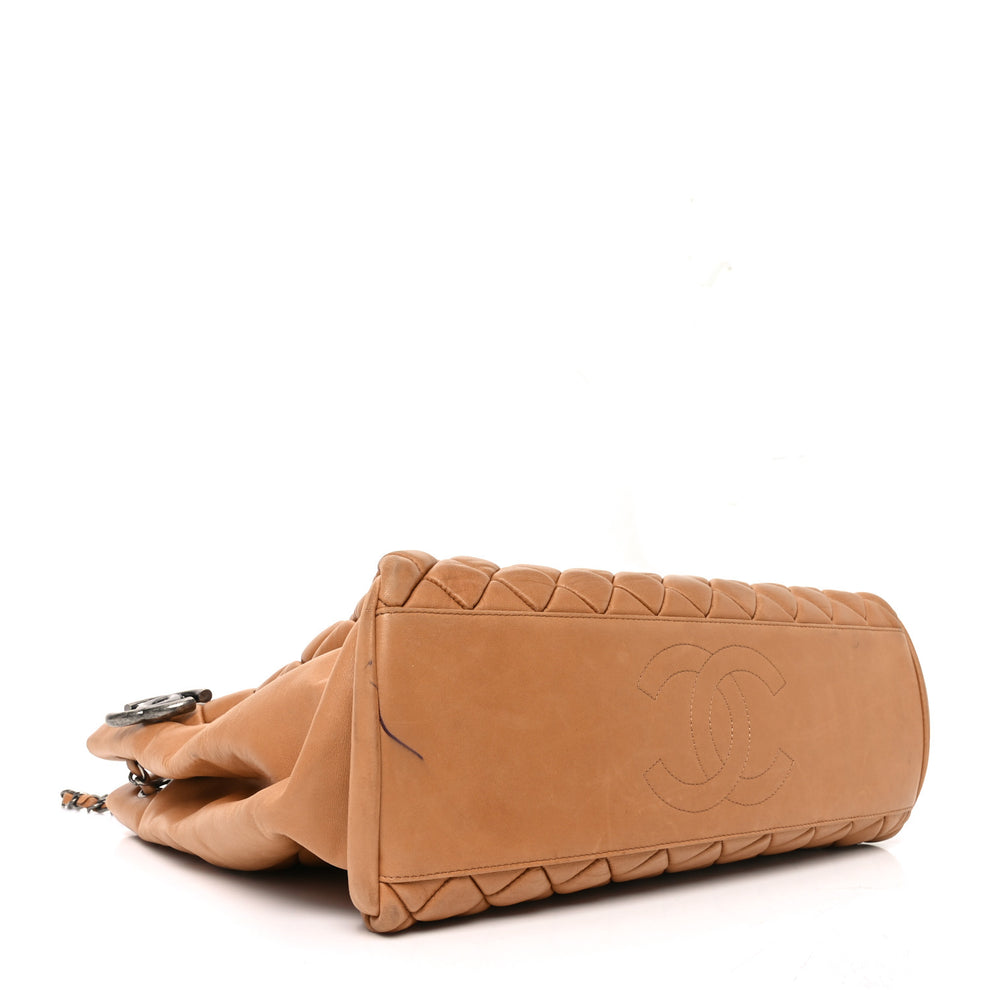 Chanel Lambskin Quilted Medium New Bubble North South Tote Light Brown ...