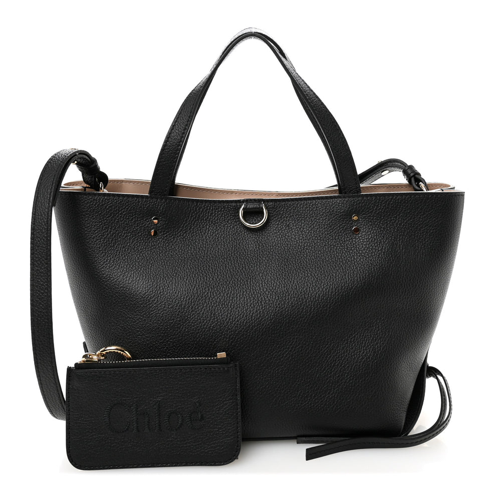 Chloe Calfskin Small East West Sense Tote Black 1796114 – FASHIONPHILE