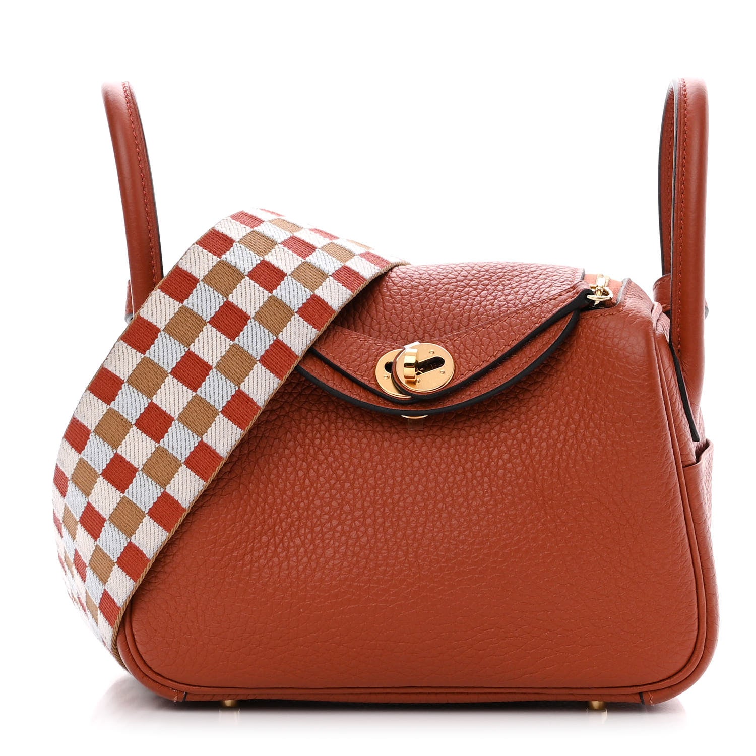Hermes Taurillon Clemence Maxi Quadrille Mini Lindy 20 Cuivre Chai Nata ...