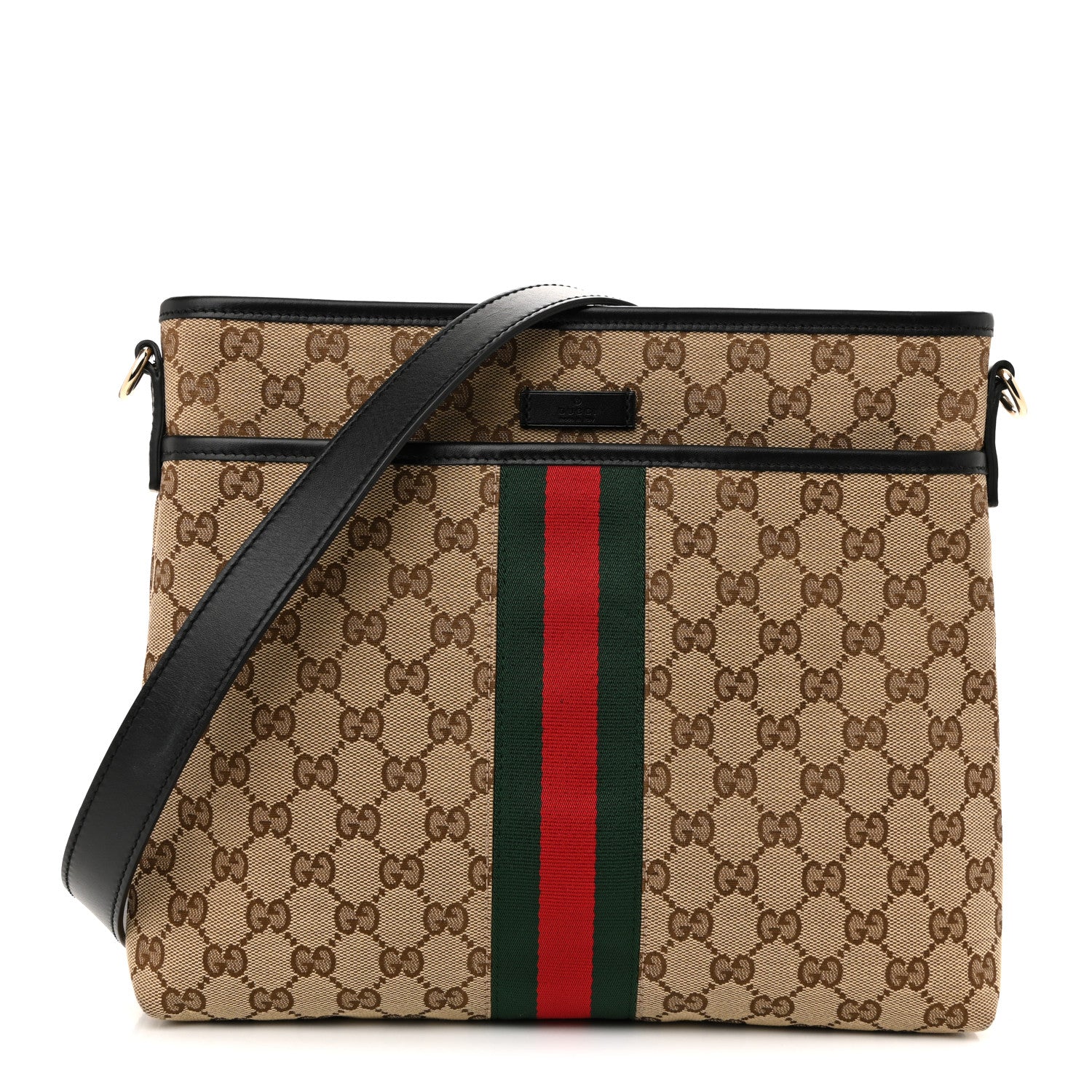 Gucci GG Monogram Web Flat Messenger Bag Black 1775717 – FASHIONPHILE