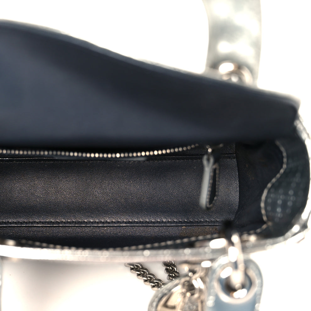 Christian Dior Metallic Patent Micro-Cannage Mini Lady Dior Silver ...