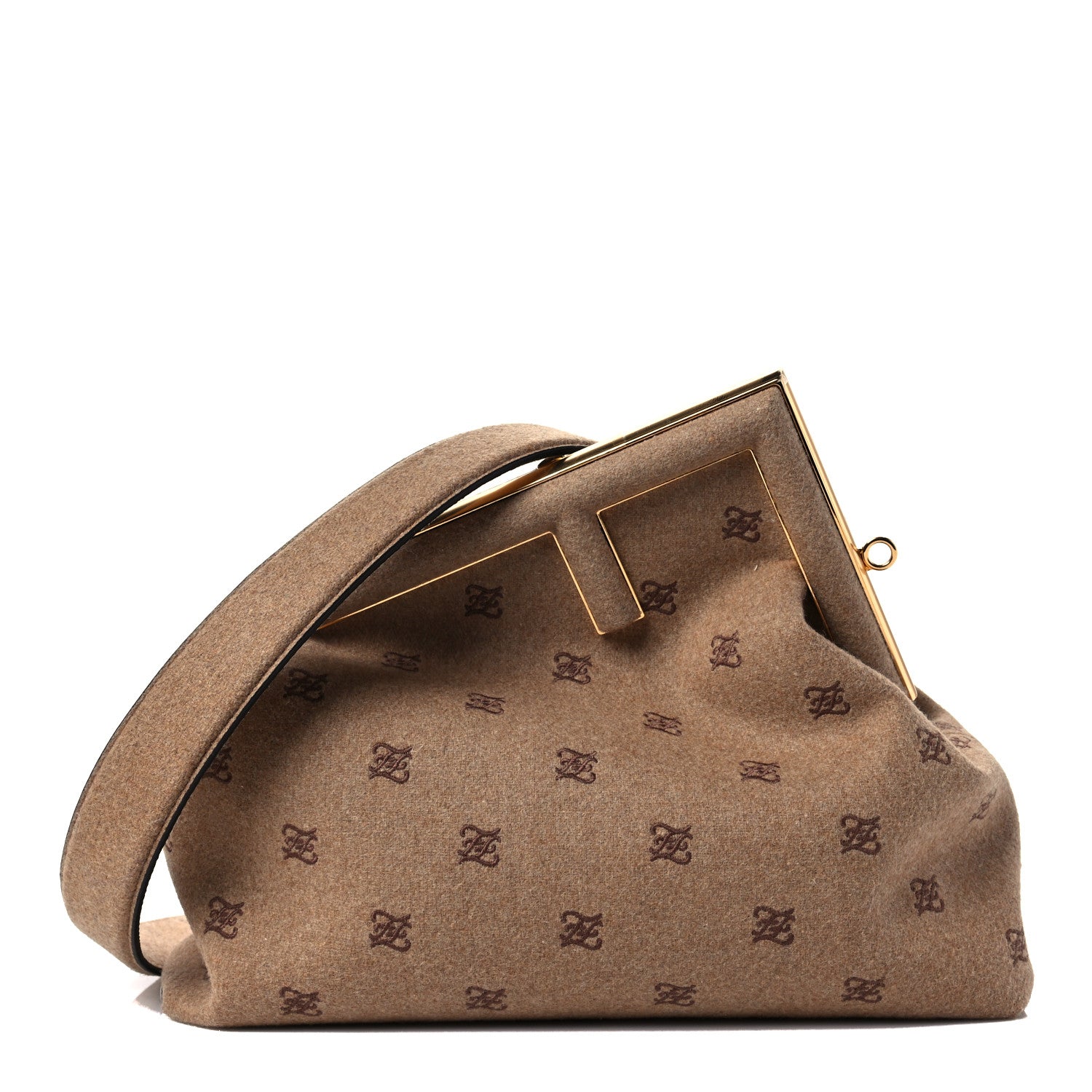 Fendi Flannel Karligraphy Embroidered Medium Fendi First Camel 1152069 ...