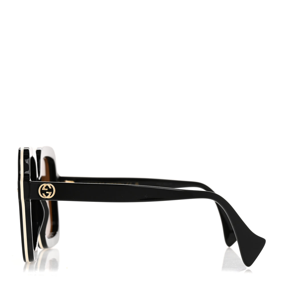 Gucci Acetate Round Frame Sunglasses GG1241S Black White 1718295 ...