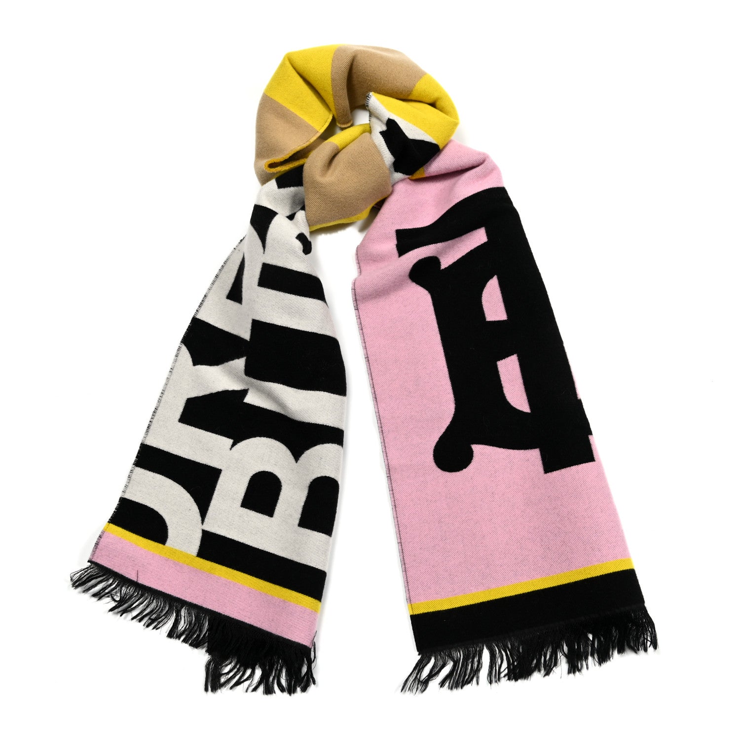 Burberry Wool Silk TB Stripe Football Scarf Canary Yellow 1018575 ...