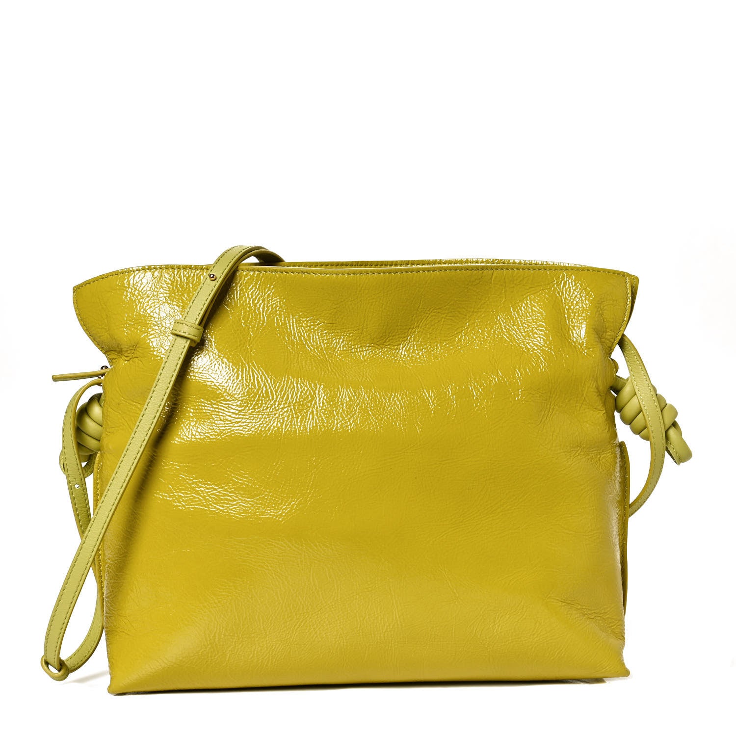 Loewe Crackle Patent Calfskin Small Flamenco Knot Bag Yellow 1043716 ...