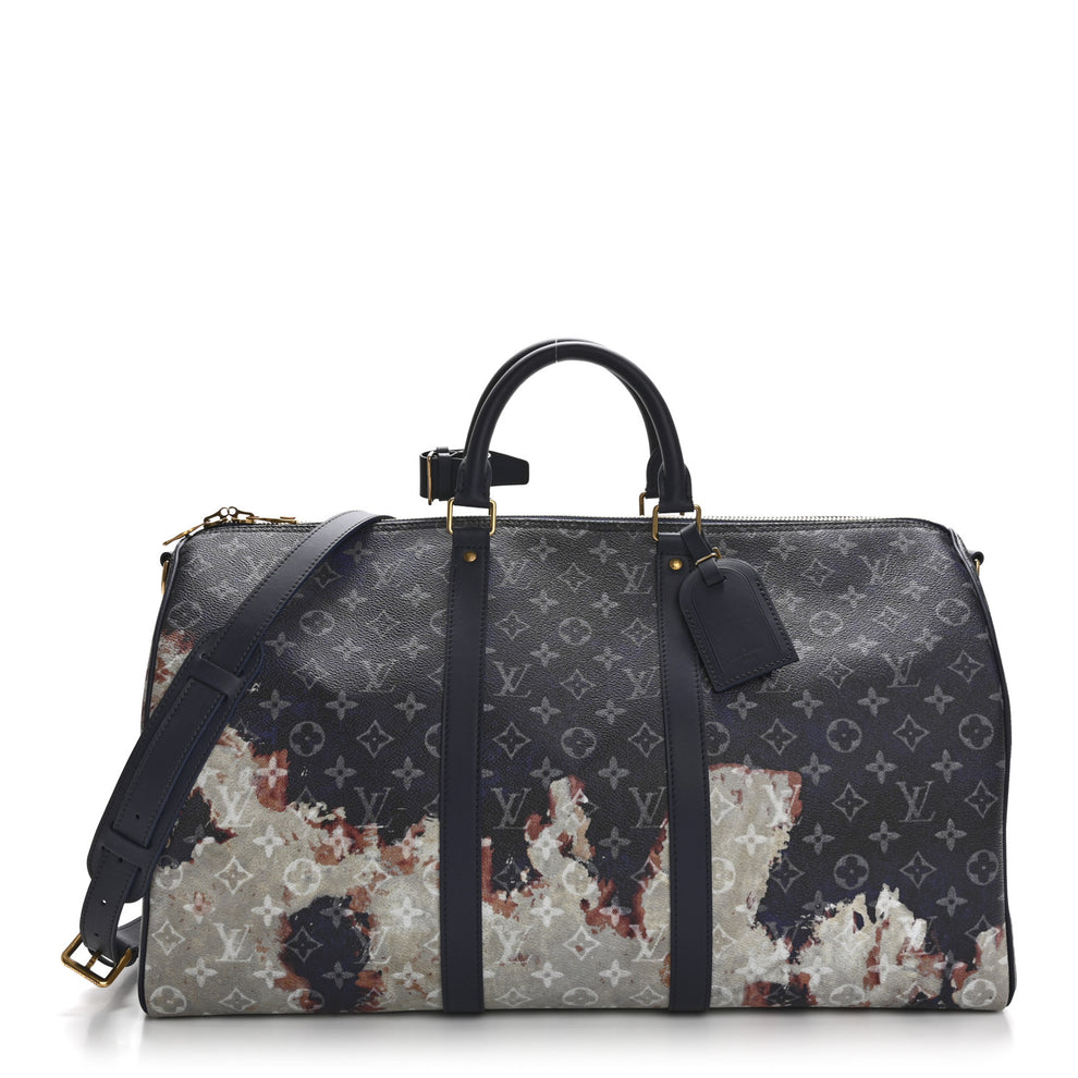 Louis Vuitton Monogram Bleach Keepall Bandouliere 50 Ink Blue 1735522 ...