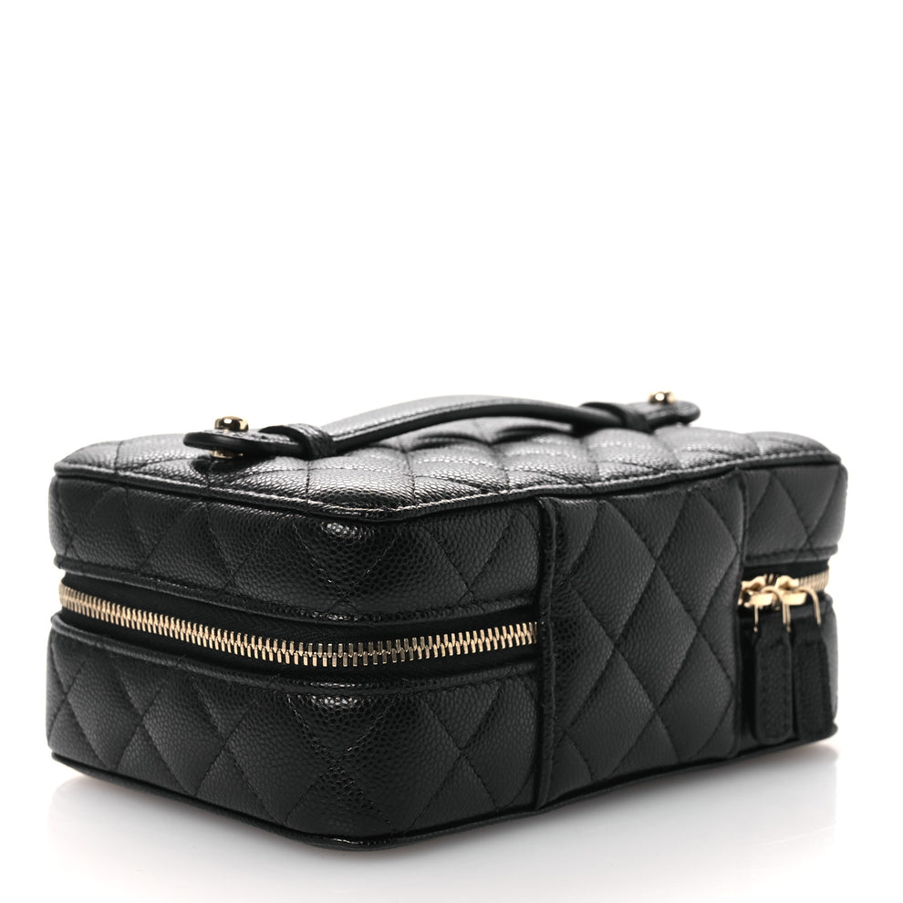 Chanel Caviar Quilted Top Handle Jewelry Case Black 1793953 – FASHIONPHILE