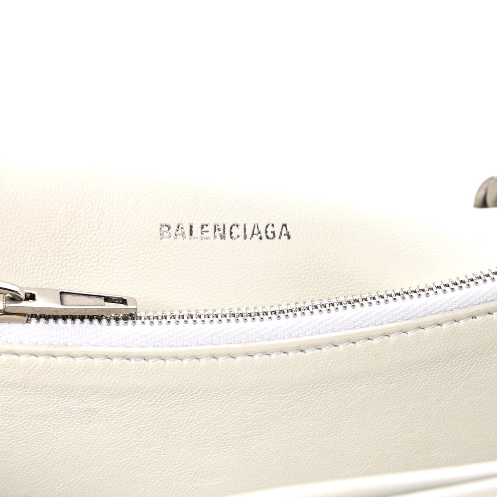 Balenciaga Crushed Calfskin Quilted Small Crush Chain Bag Optic White ...
