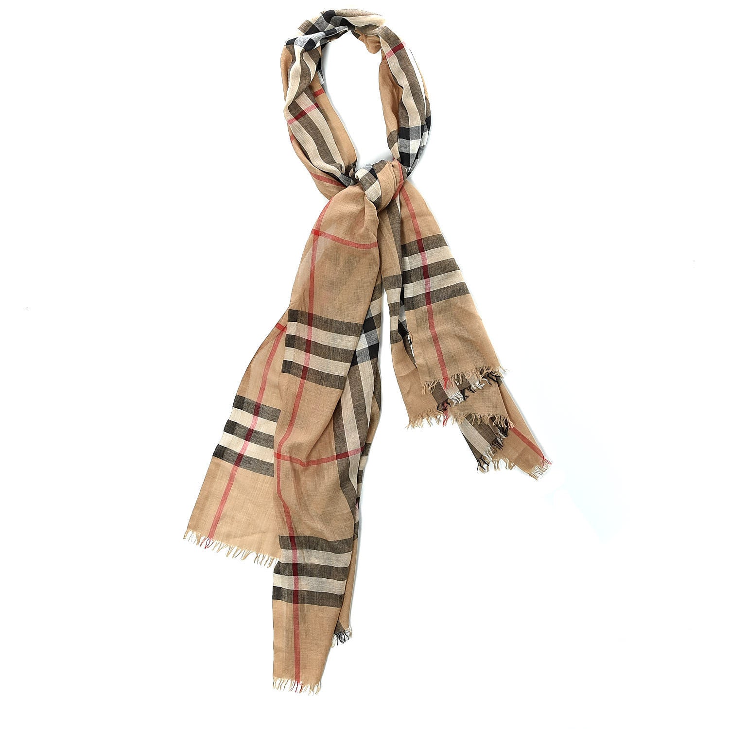 Burberry Cotton Silk Wool Check Bandana Scarf Camel 527605 – FASHIONPHILE