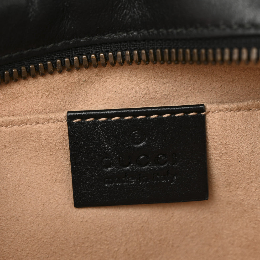 Gucci Calfskin Matelasse Small GG Marmont Chain Shoulder Bag Black ...