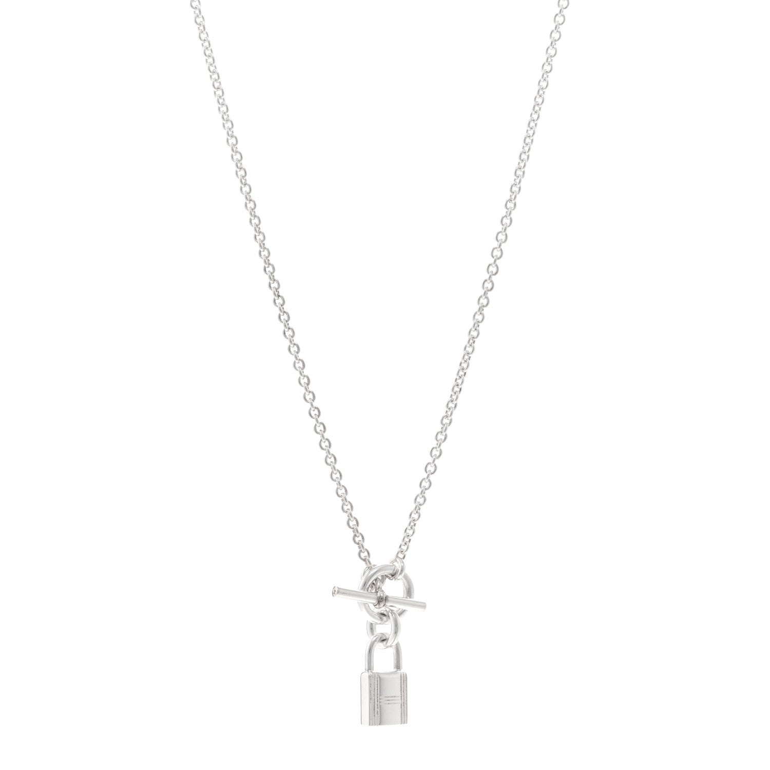 Hermes Sterling Silver Cadenas Kelly Lock Pendant Necklace 1666703 ...