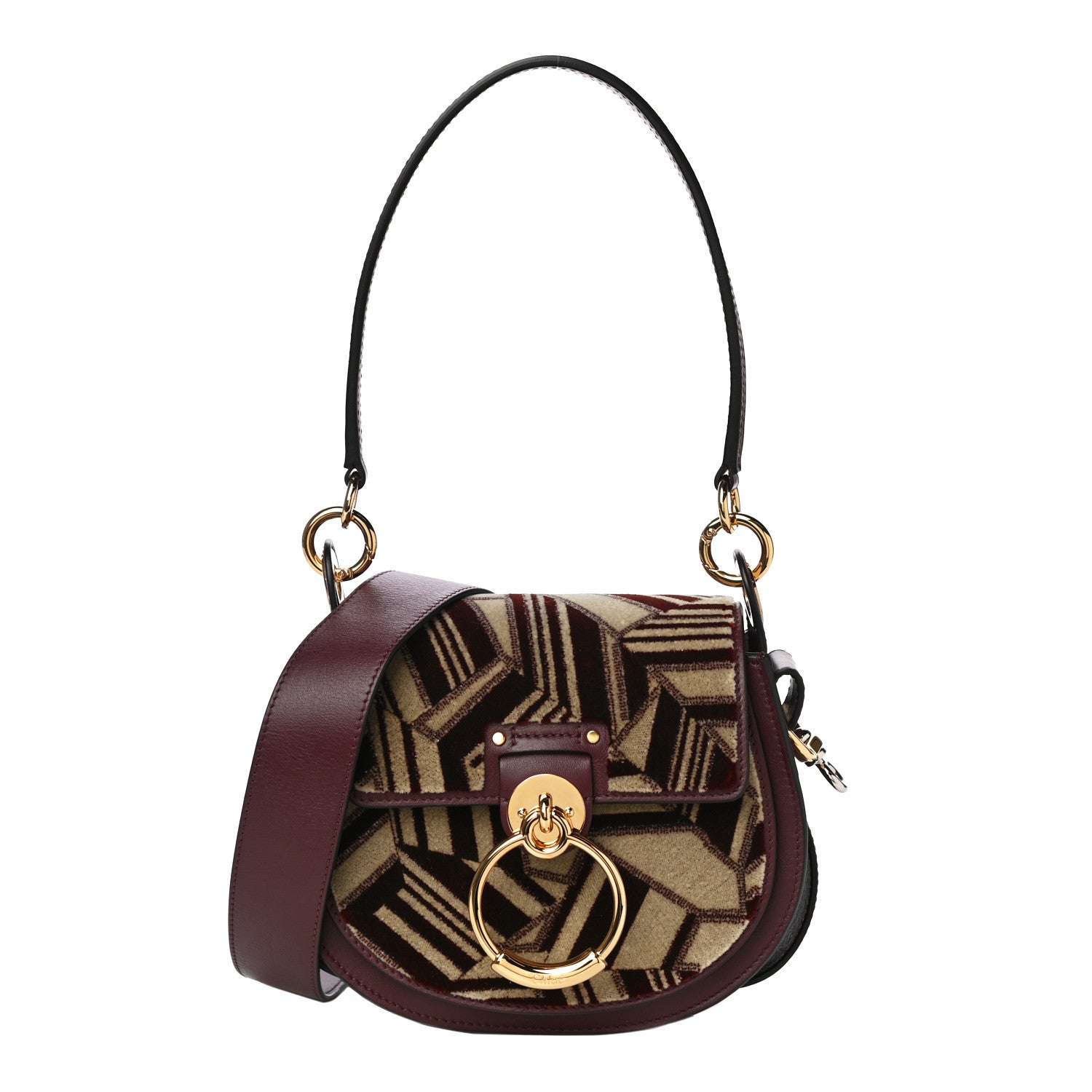 Chloe Velvet Calfskin Geometric Small Tess Bag Beige Brown 982984 ...