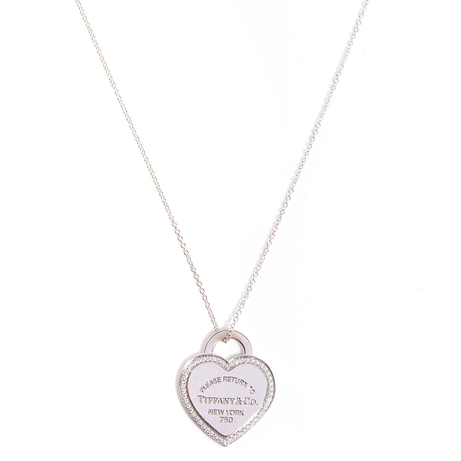 Tiffany 18K White Gold Diamond Return To Tiffany Heart Tag Pendant ...